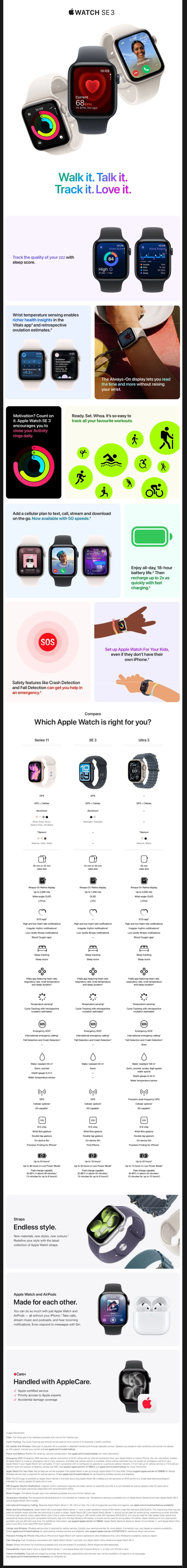 Apple Watch SE 3 GPS 44mm Starlight Aluminium Case with Starlight Sport ...