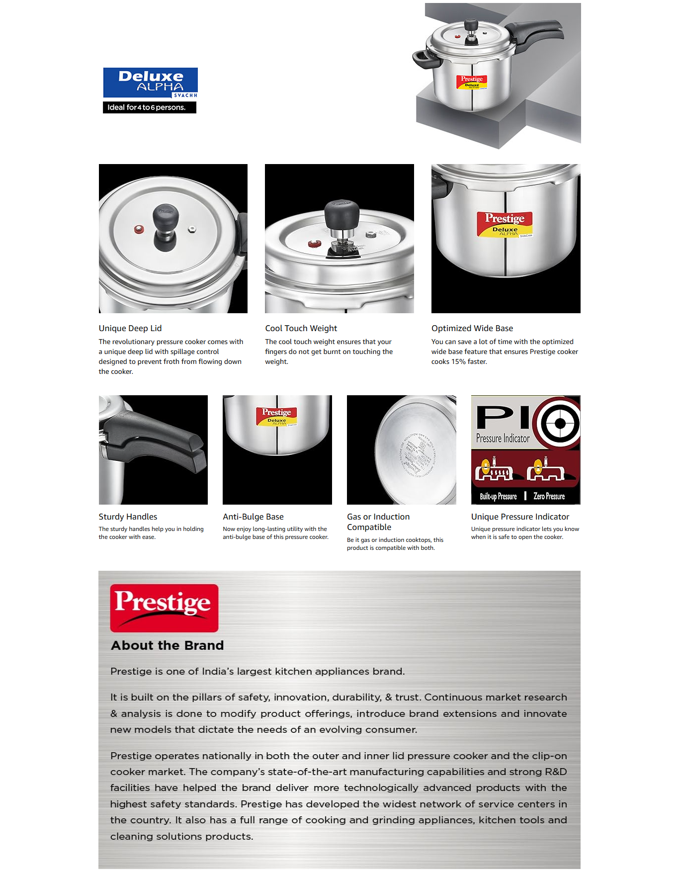 Buy, Shop, Compare Prestige 4Litr Deluxe Alpha Svachh Stainless Steel ...